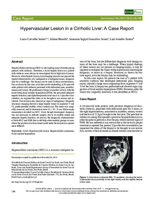 (PDF) Hypervascular Lesion in a Cirrhotic Liver: A Case Report
