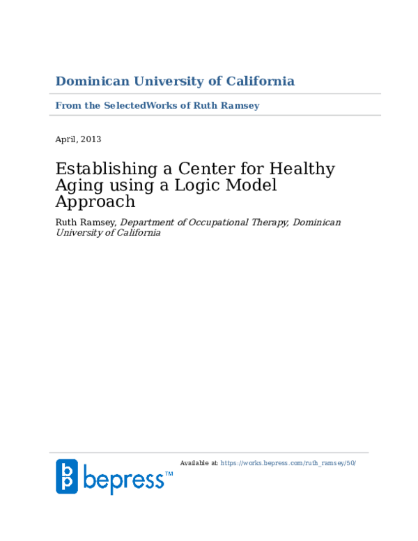 (PDF) Establishing a Center for Healthy Aging using a Logic Model Approach
