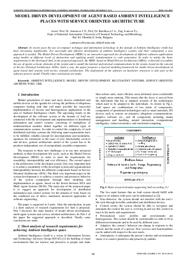 (PDF) Model Driven Development of Agent Based Ambient Intelligence Places with Service Oriented ...