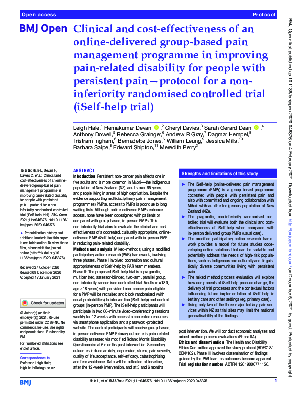 (PDF) Clinical and cost-effectiveness of an online-delivered group ...