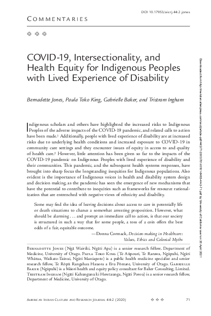 (PDF) COVID-19, Intersectionality, and Health Equity for Indigenous ...