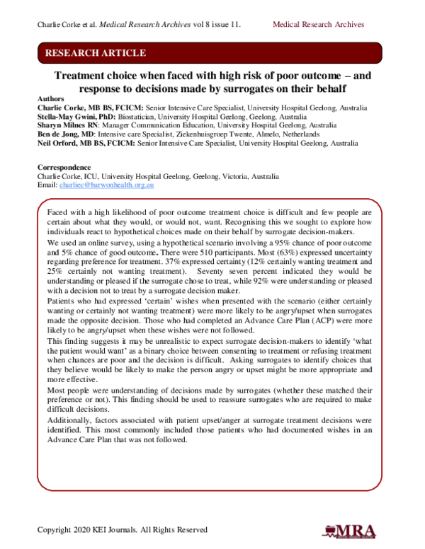 (PDF) Treatment choice when faced with high risk of poor outcome – and ...