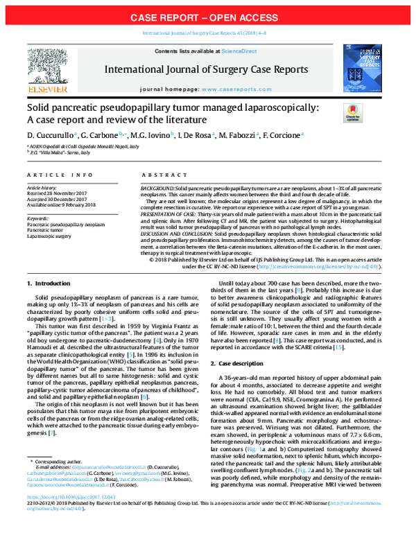 (PDF) Solid pancreatic pseudopapillary tumor managed laparoscopically: A case report and review ...