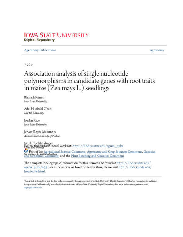 (PDF) Association analysis of single nucleotide polymorphisms in ...