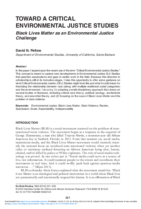 (PDF) Toward a Critical Environmental Justice Studies