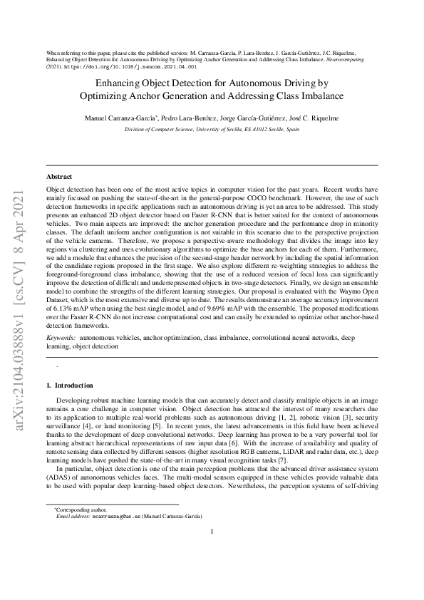 Pdf Enhancing Object Detection For Autonomous Driving By Optimizing