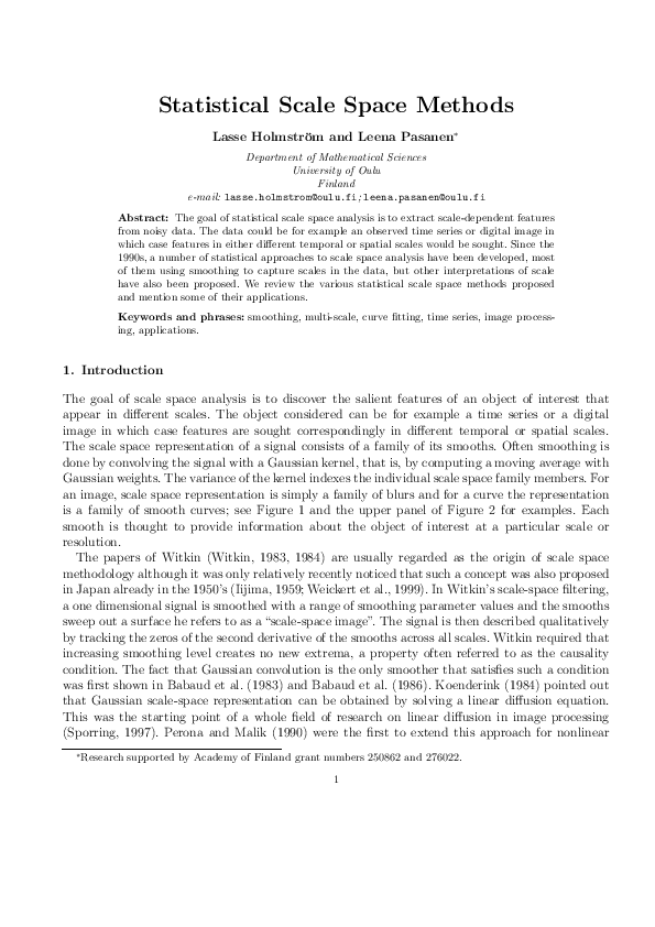(PDF) Statistical Scale Space Methods
