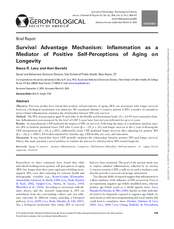 (PDF) Survival Advantage Mechanism: Inflammation as a Mediator of ...