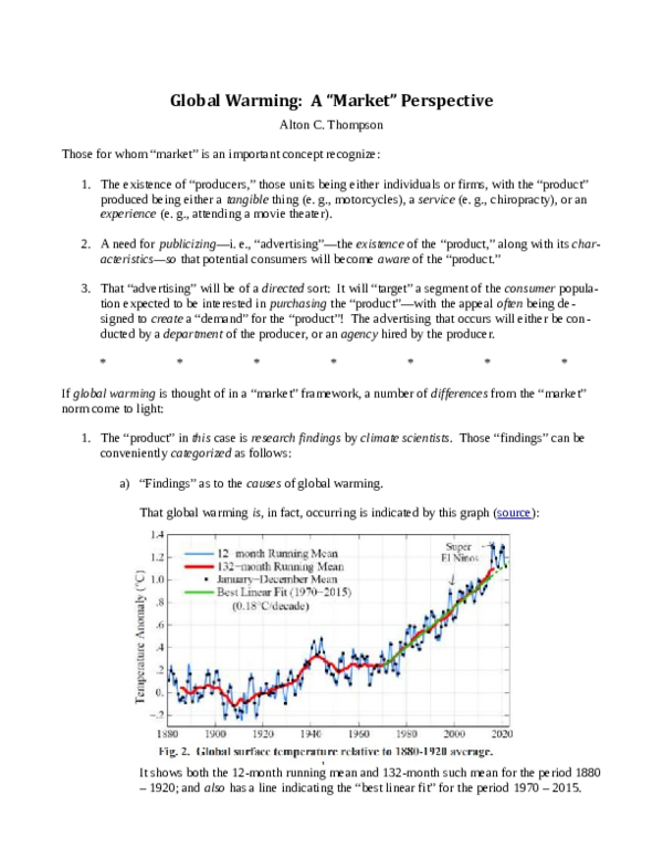 (PDF) Global Warming A Market Perspective