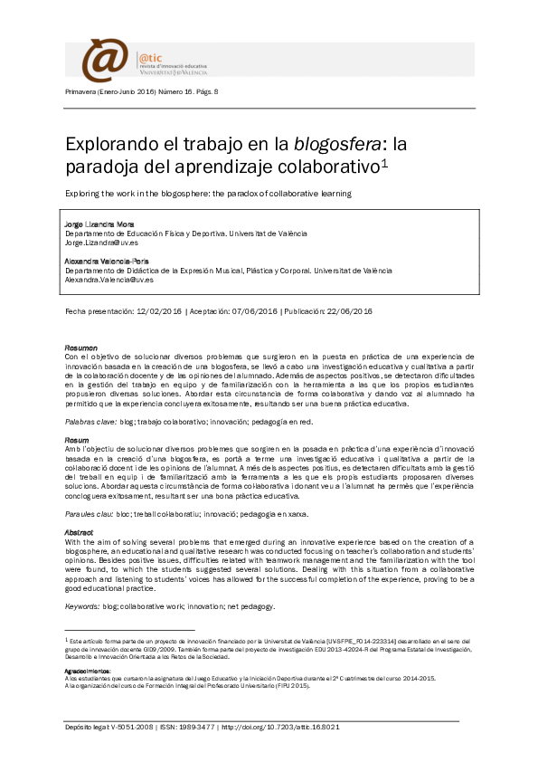 (PDF) Exploring the work in the blogosphere: the paradox of ...