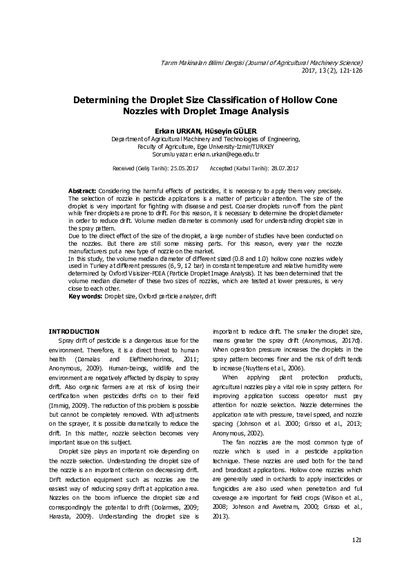 (PDF) Determining the Droplet Size Classification of Hollow Cone ...