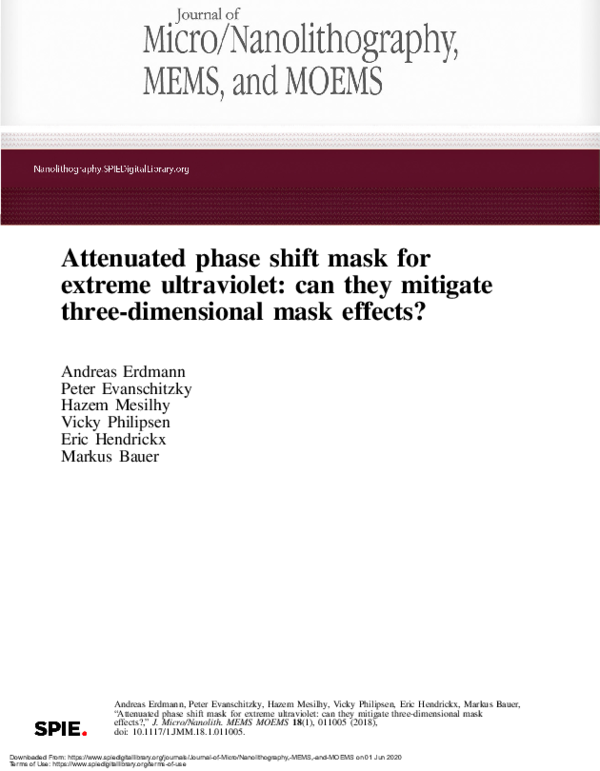 (PDF) Attenuated phase shift mask for extreme ultraviolet: can they ...