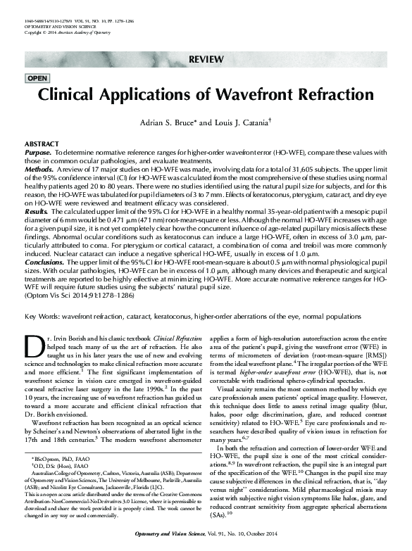 (PDF) Clinical Applications of Wavefront Refraction