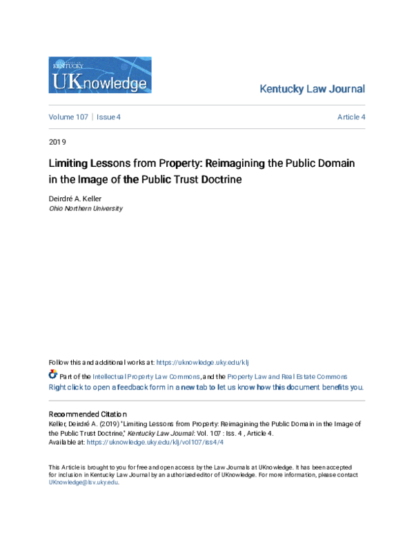 (PDF) Limiting Lessons from Property: Reimagining the Public Domain in ...