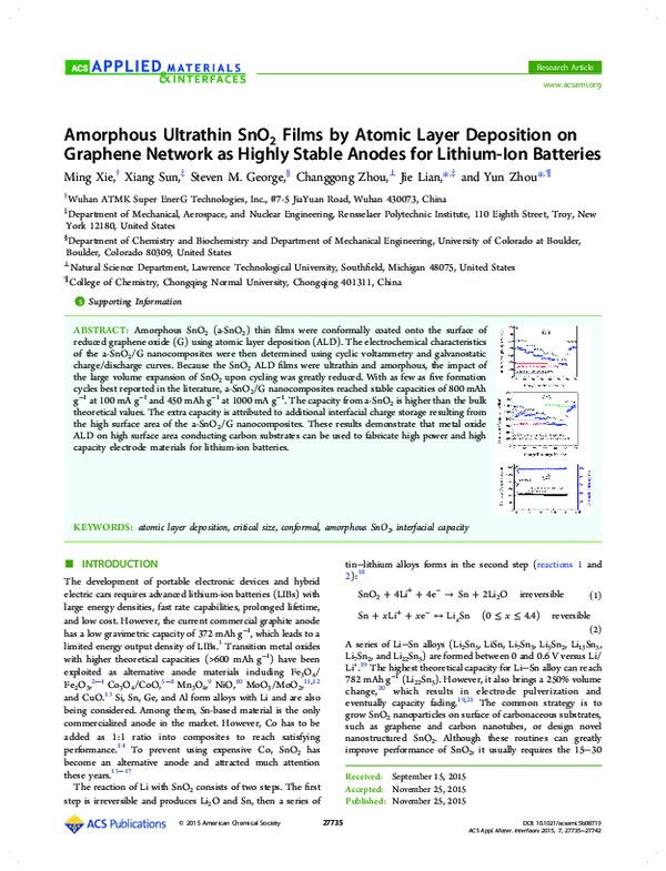 (PDF) Amorphous Ultrathin SnO2 Films by Atomic Layer Deposition on ...