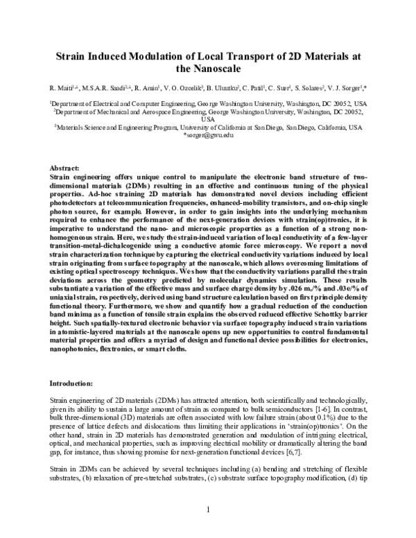 (PDF) Strain Induced Modulation of Local Transport of 2D Materials at ...