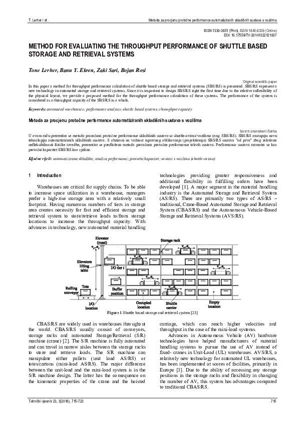 Pdf Method For Evaluating The Throughput Performance Of Shuttle Based
