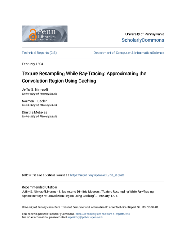 (PDF) Texture Resampling While Raytracing : Approximating the Convolution Region Using Caching ...