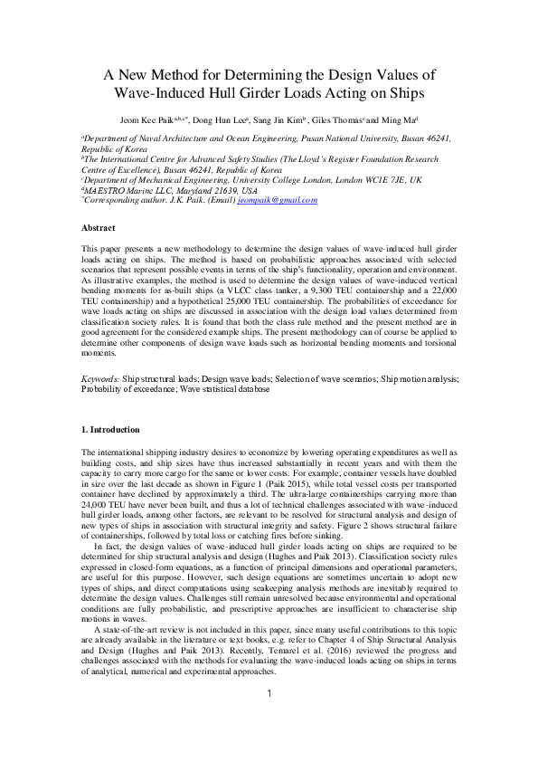 (PDF) A new method for determining the design values of wave-induced ...