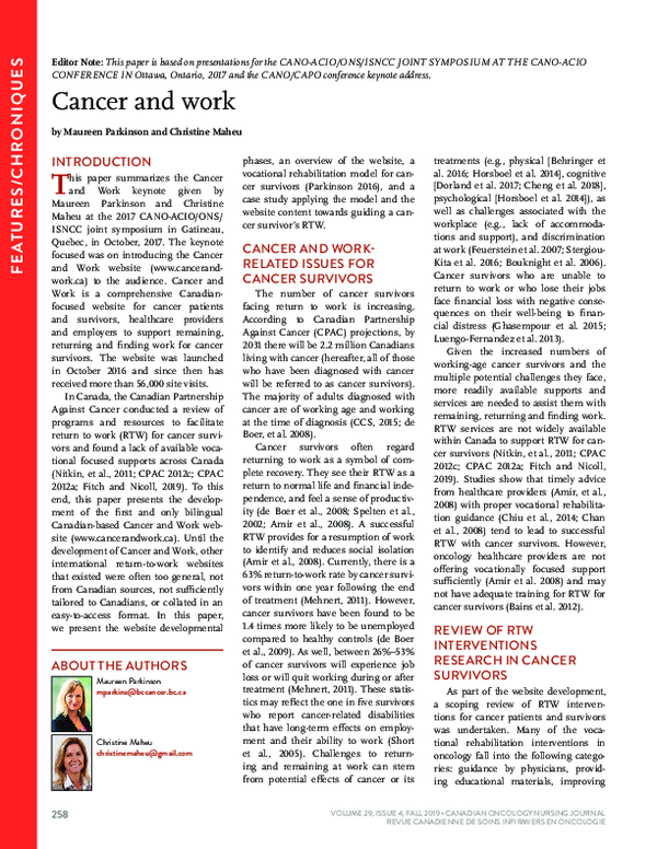 (PDF) Cancer and work