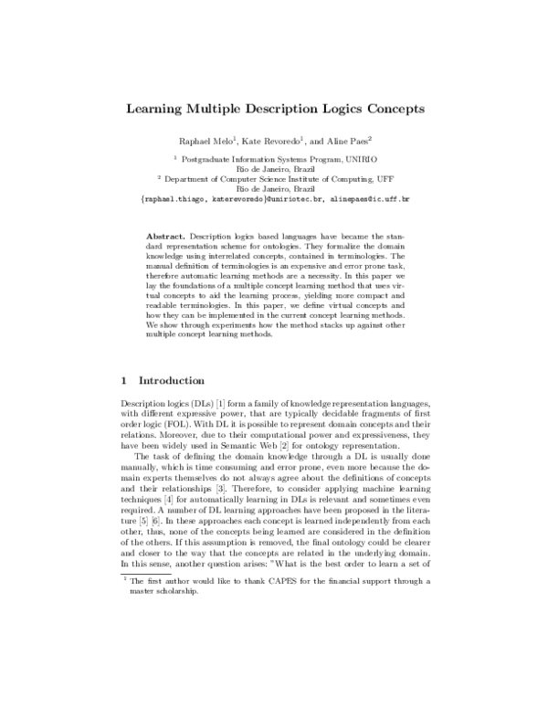 (PDF) Learning Multiple Description Logics Concepts