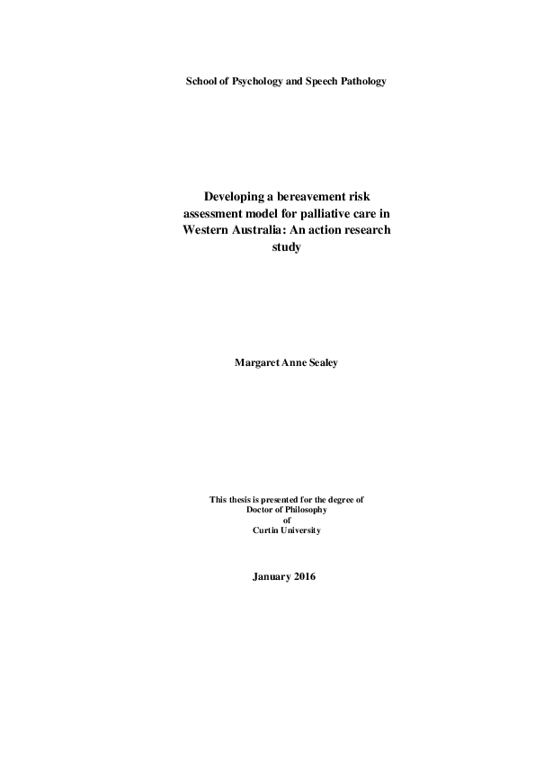 (PDF) Developing a bereavement risk assessment model for palliative ...
