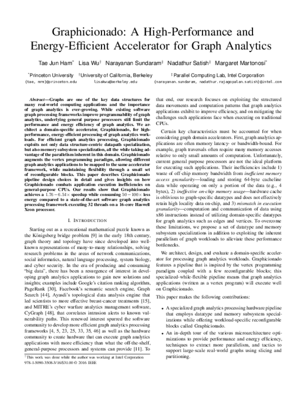 (PDF) Graphicionado: A high-performance and energy-efficient accelerator for graph analytics