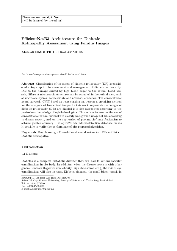 (PDF) EfficientNetB3 Architecture for Diabetic Retinopathy Assessment ...
