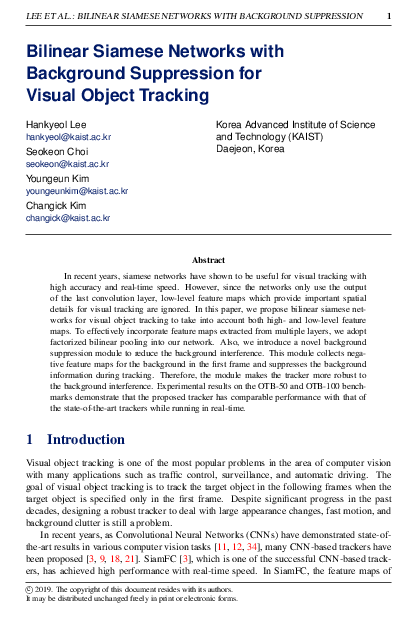(PDF) Bilinear Siamese Networks with Background Suppression for Visual Object Tracking