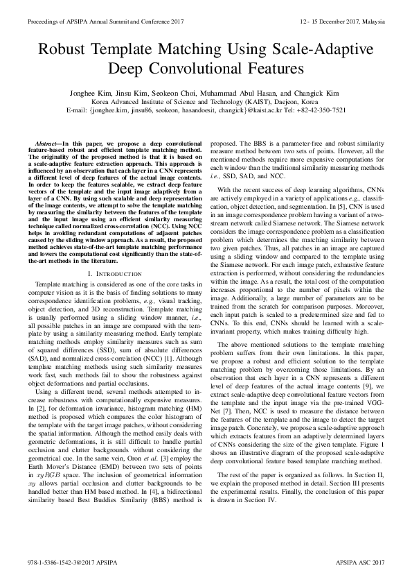 Pdf Robust Template Matching Using Scale Adaptive Deep Convolutional