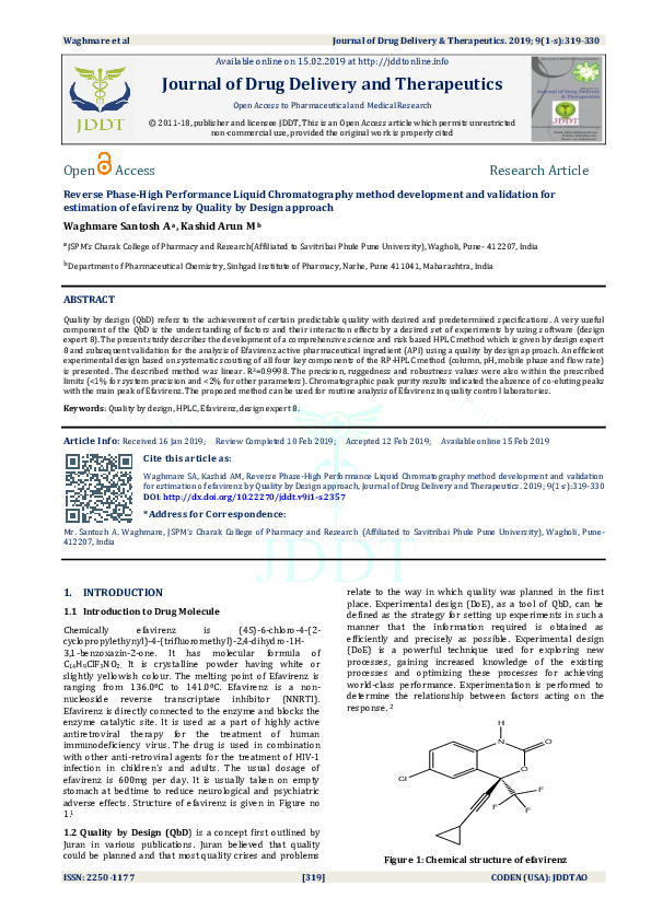 Pdf Reverse Phase High Performance Liquid Chromatography Method Development And Validation For