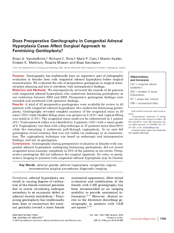 (PDF) Does Preoperative Genitography in Congenital Adrenal Hyperplasia ...