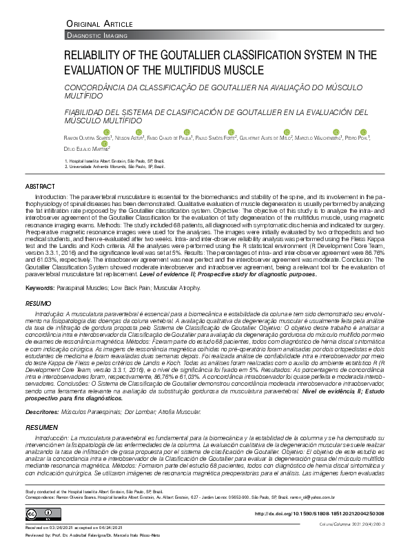 (PDF) Reliability of the Goutallier Classification System in the ...