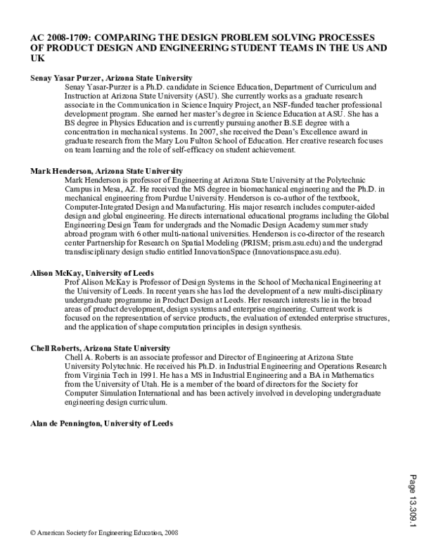 (PDF) Comparing The Design Problem Solving Processes Of Product Design ...