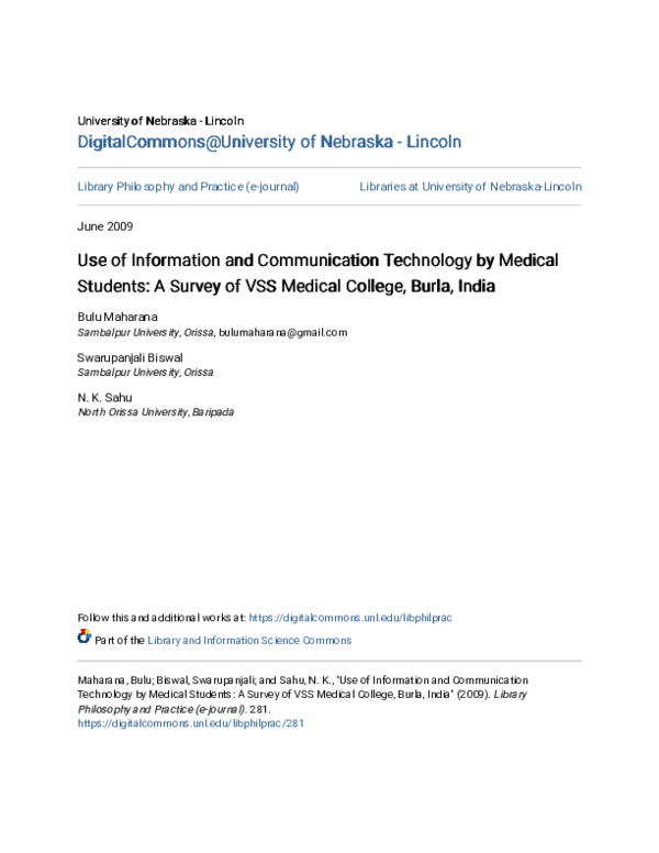 (PDF) Use of Information and Communication Technology by Medical ...