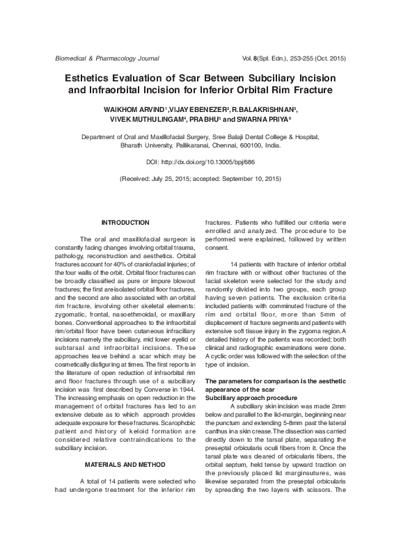 (PDF) Esthetics Evaluation of Scar Between Subciliary Incision and ...