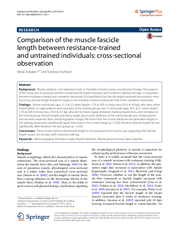 (PDF) Comparison of the muscle fascicle length between resistance ...