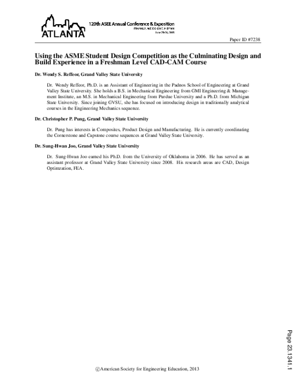(PDF) Using the ASME Student Design Competition as the Culminating ...