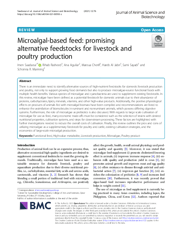 (PDF) Microalgal-based feed: promising alternative feedstocks for ...