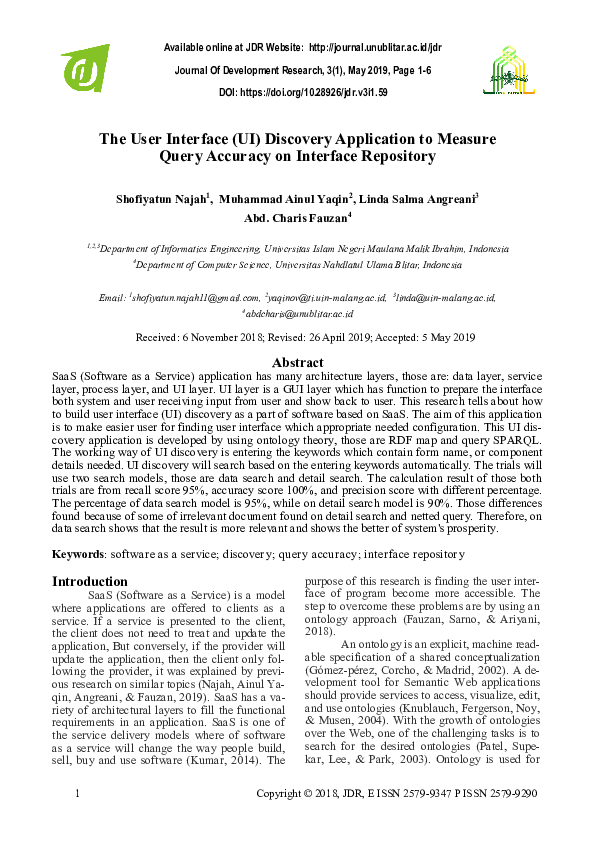 (PDF) User Interface (UI) Discovery Application To Measure Query ...