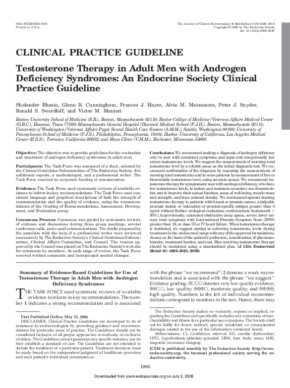 (PDF) CLINICAL PRACTICE GUIDELINE Testosterone Therapy in Adult Men ...