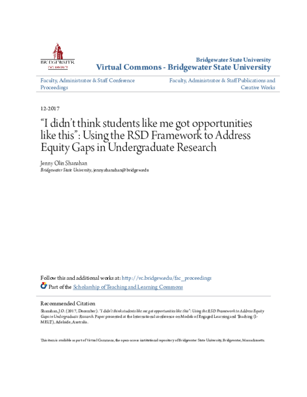 (PDF) “I didn’t think students like me got opportunities like this ...