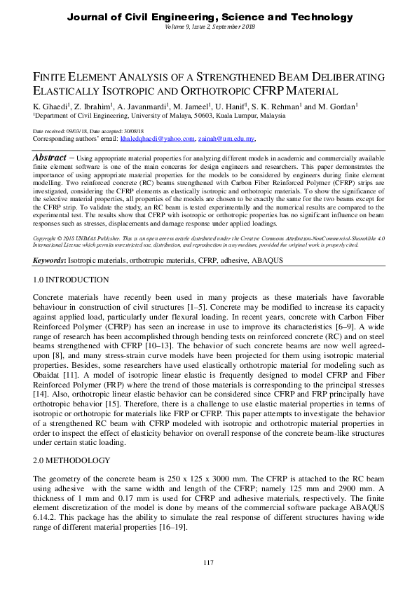 (PDF) Finite Element Analysis of A Strengthened Beam Deliberating ...
