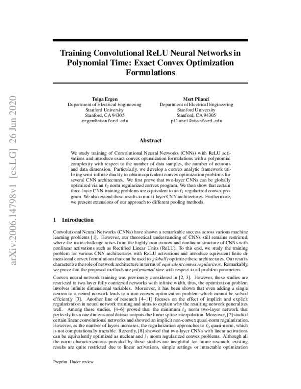 (PDF) Training Convolutional ReLU Neural Networks in Polynomial Time ... (PDF) Training Convolutional ReLU Neural Networks in Polynomial Time ...