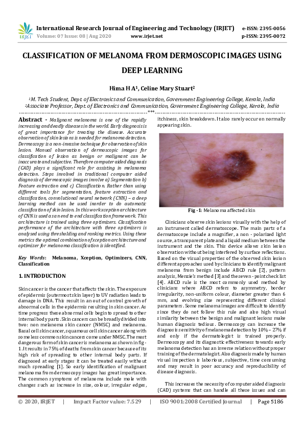 (PDF) Classification of Melanoma from Dermoscopic Images Using Deep ...
