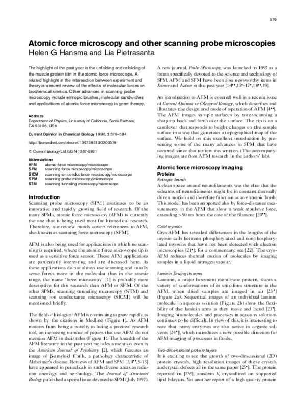 (PDF) Atomic force microscopy and other scanning probe microscopies