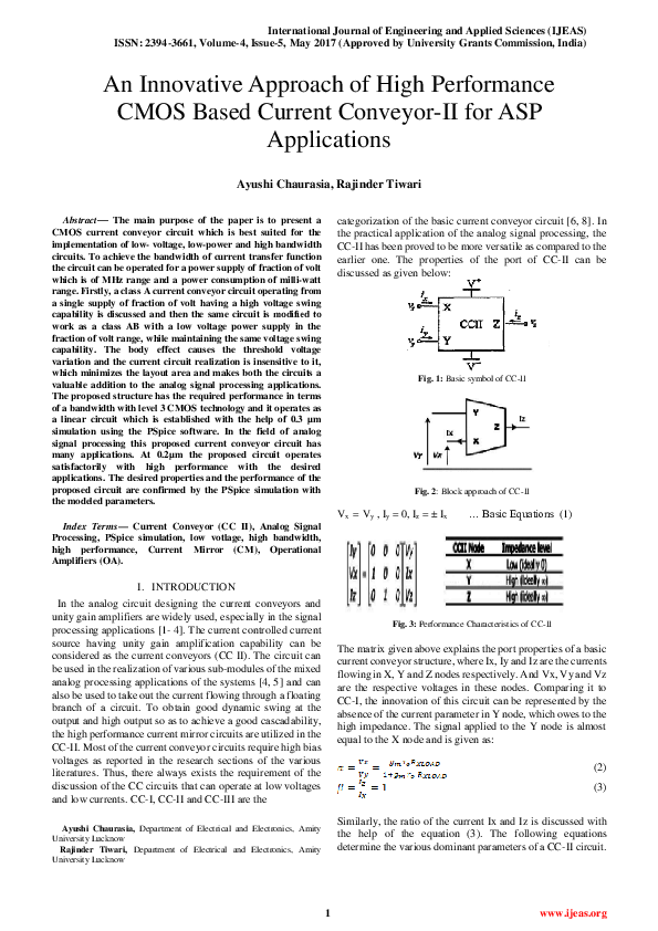(PDF) An Innovative Approach of High Performance CMOS Based Current ...