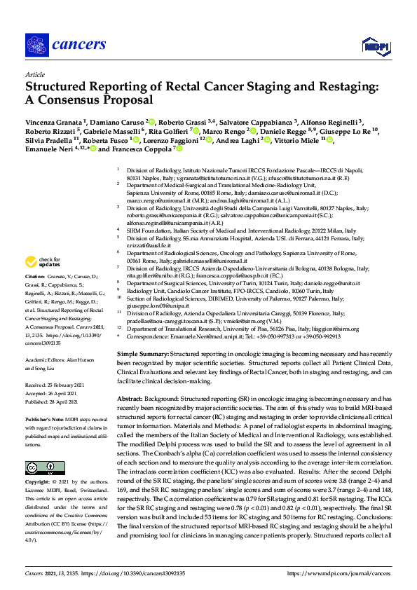 (PDF) Structured Reporting of Rectal Cancer Staging and Restaging: A ...