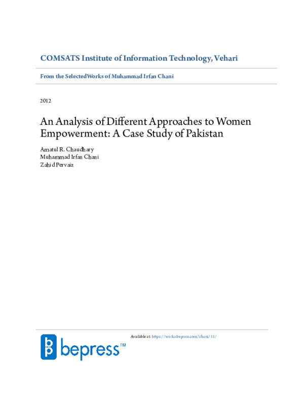 (PDF) An Analysis of Different Approaches to Women Empowerment: A Case ...