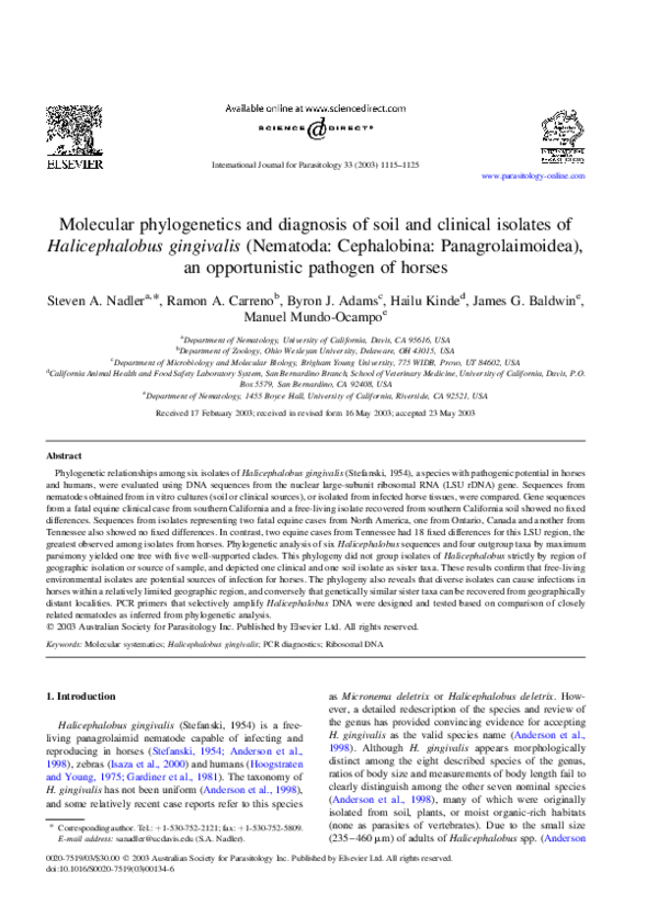 (PDF) Molecular phylogenetics and diagnosis of soil and clinical ...
